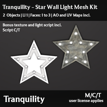 Second Life Marketplace - Tranquility - Star Wall Light Mesh Kit